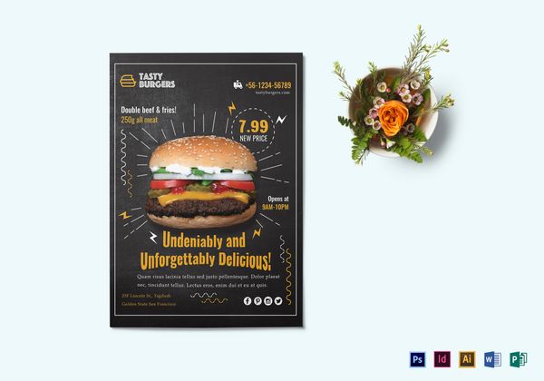 Burger Promotion Flyer Design Template in PSD, Word, Publisher ...