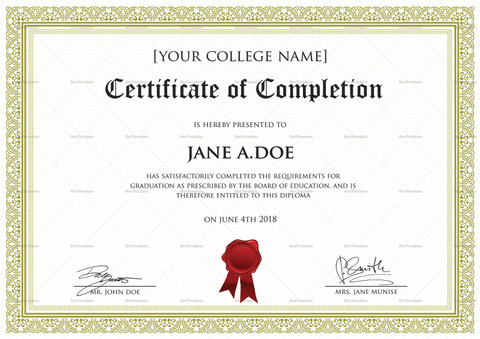 Diploma Certificate Design Template in PSD, Word