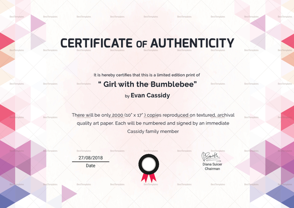 Painting Excellence Certificate Design Template in PSD, Word