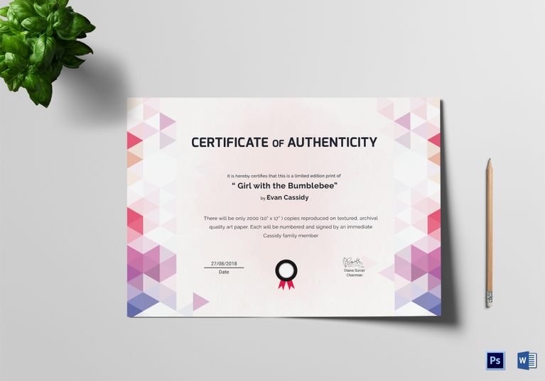 Painting Excellence Certificate Design Template in PSD, Word
