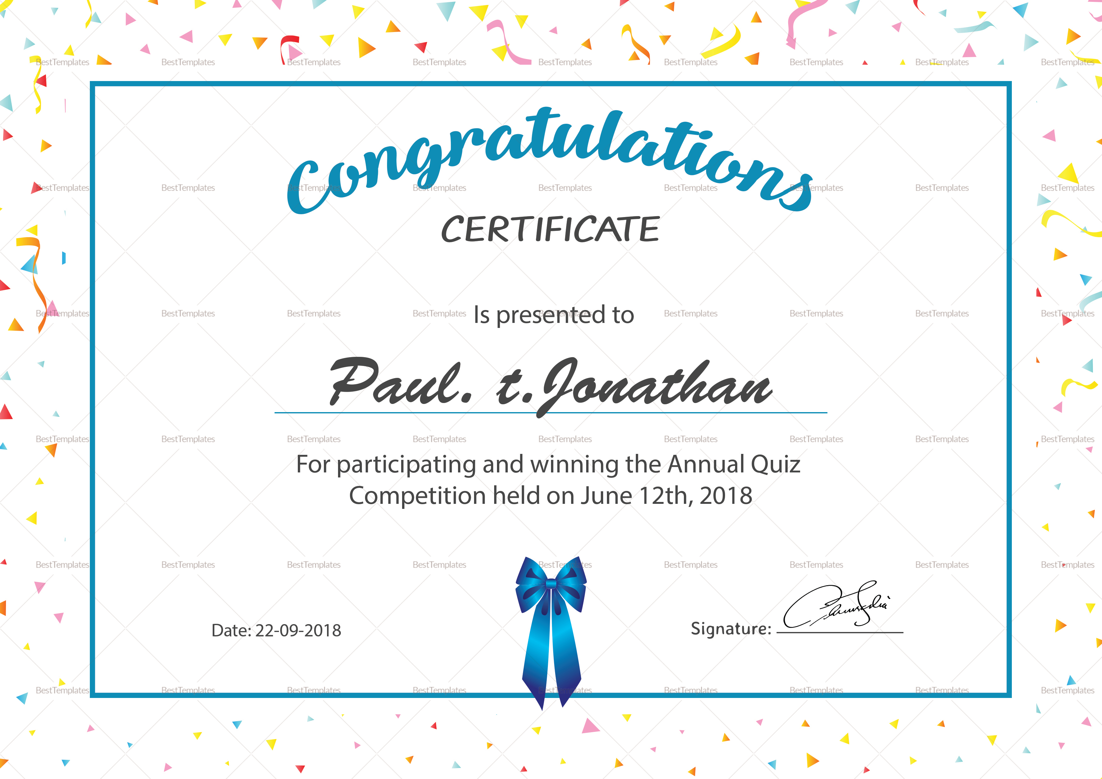 Congratulations Certificate Word Template Creative Design Templates