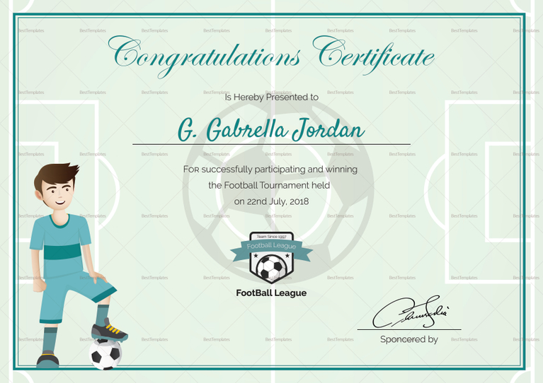 Sports Award Winning Congratulation Certificate Design Template in PSD ...