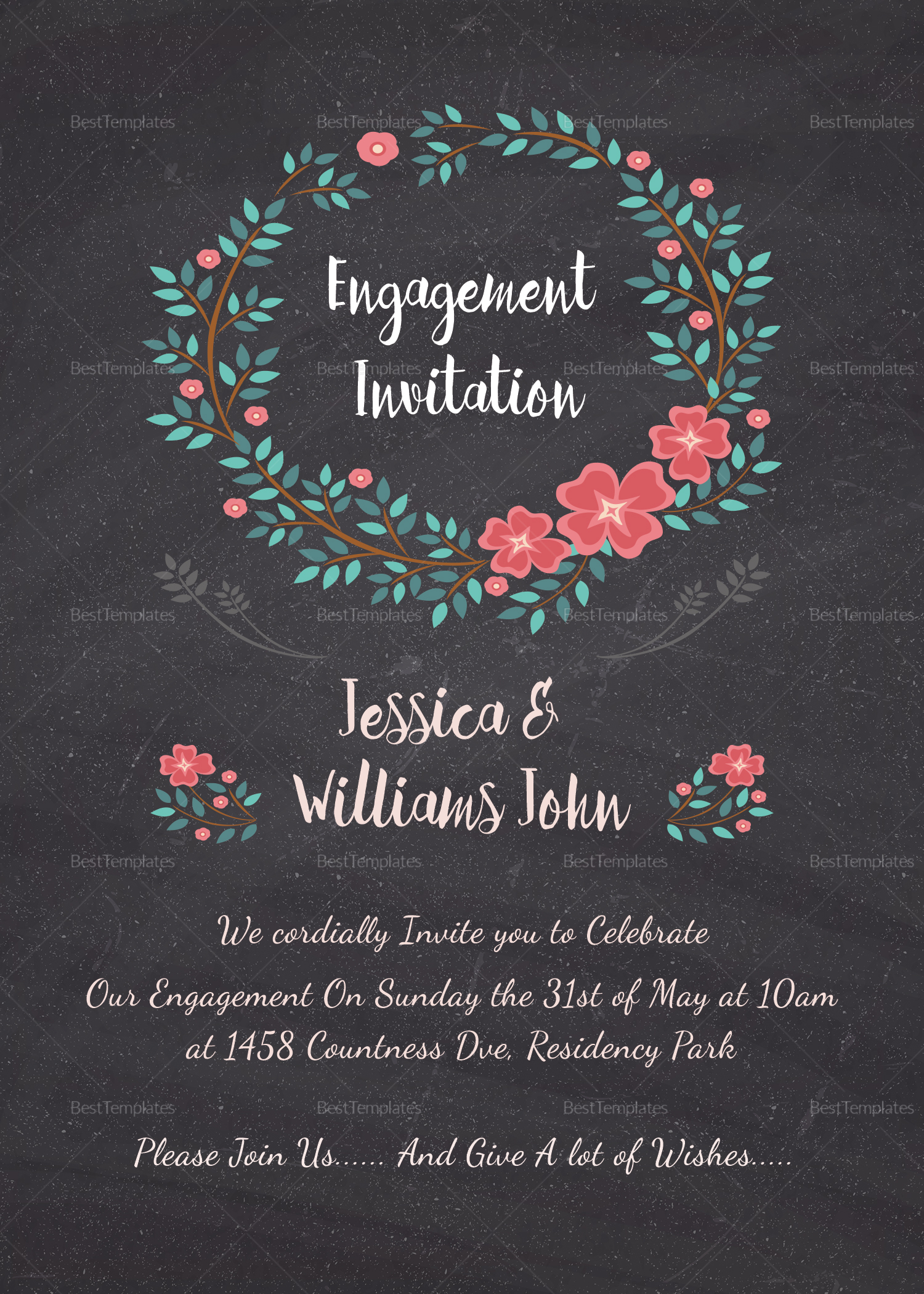 Engagement Invitation Card Design Template In Word PSD Publisher