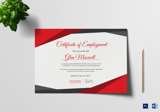 Proficient Employment Certificate Design Template in PSD, Word