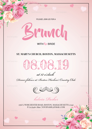 Lovely Bridal Lunch Invitation Design Template in PSD, Word, Publisher