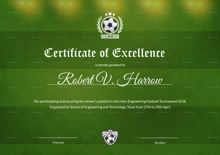 Engineering Football Certificate Design Template in PSD, Word