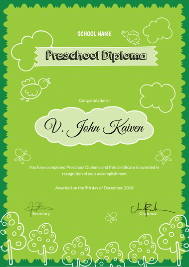 Preschool Award Certificate Design Template in PSD, Word