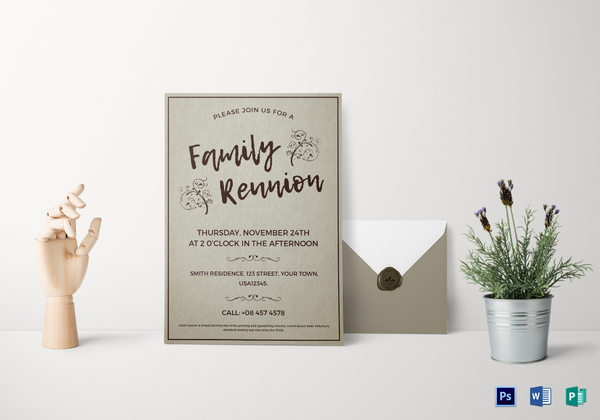 Family Reunion Invitation Design Template in Word, PSD, Publisher