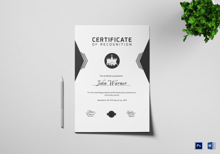 Prize Winning Certificate Design Template in PSD, Word