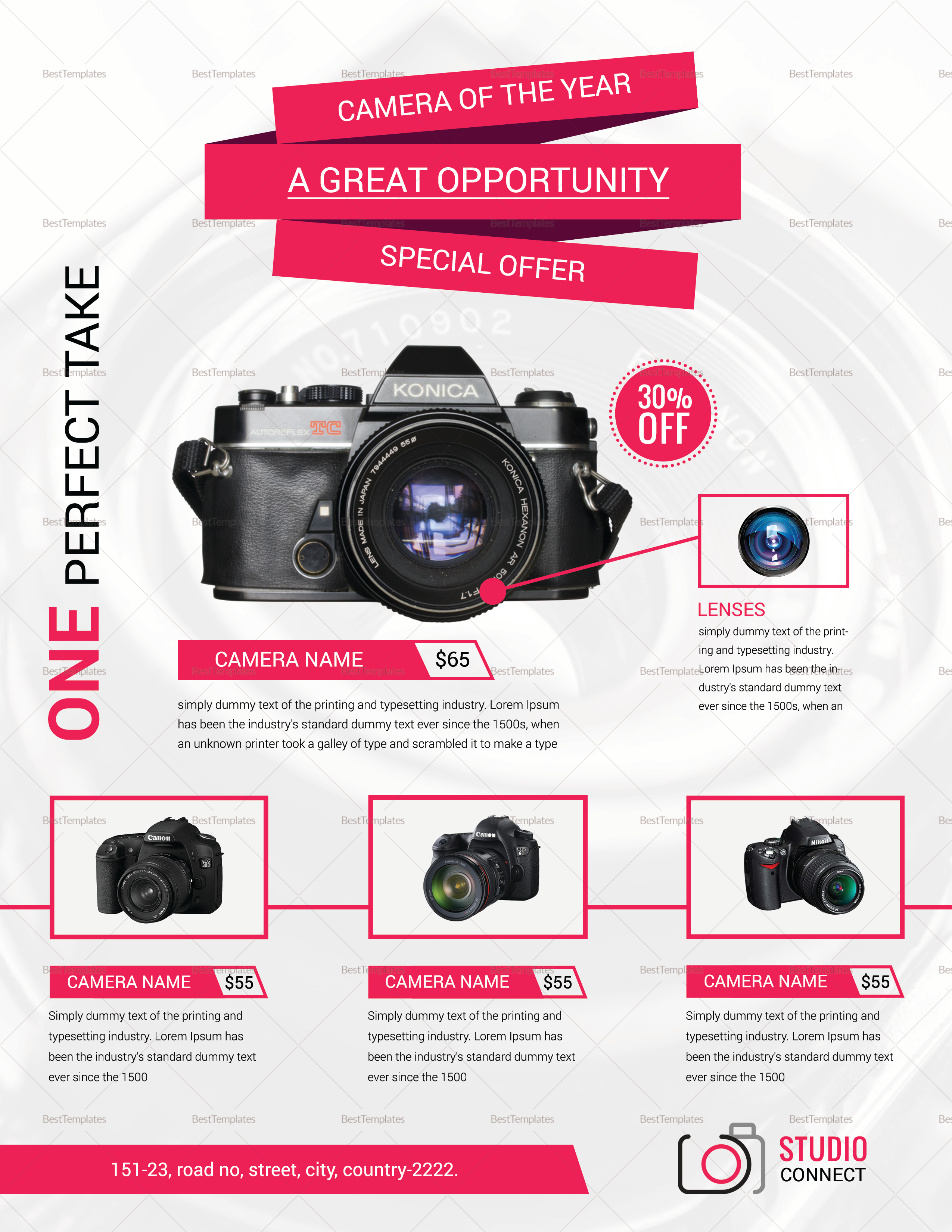 Camera Promotional Flyer Design Template in PSD, Word, Publisher