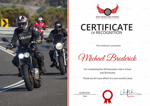 Off Road Bike Riding Recognition Certificate Design Template in PSD, Word