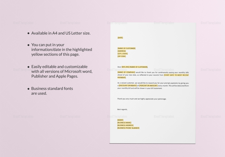 Sample Reward for Prompt Payments Template in Word, Pages