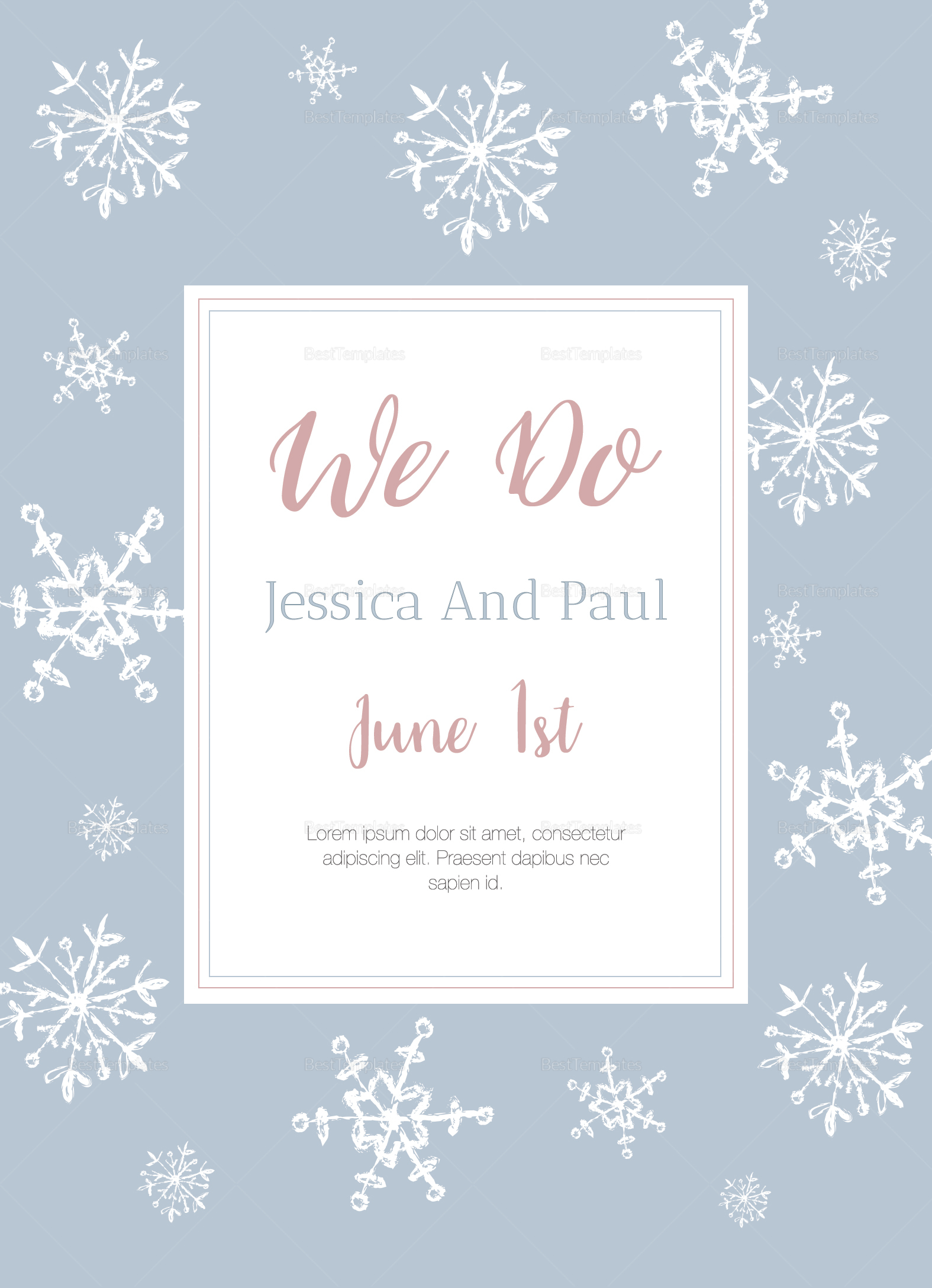 Lasting Winter Wedding Invitation Design Template In PSD Word 