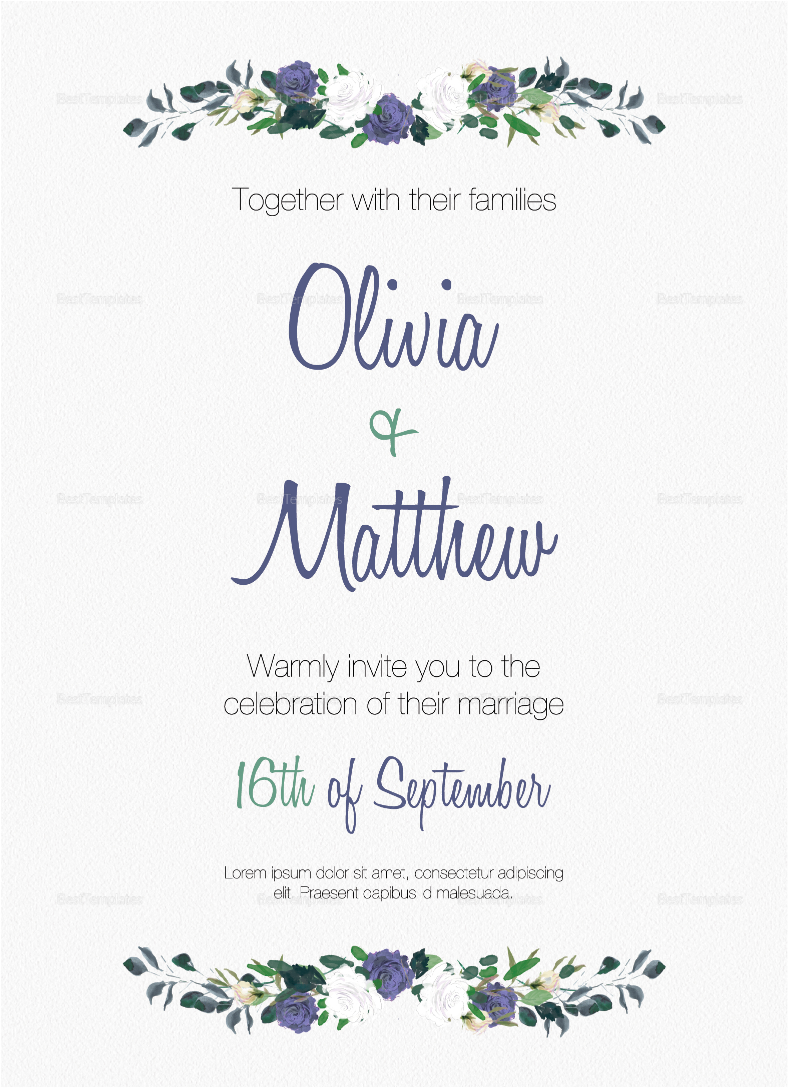 Traditional Wedding Invitation Design Template In PSD Word Publisher 