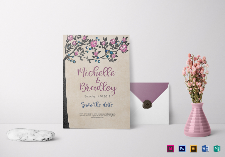 Tree Wedding Invitation Design Template in PSD, Word, Publisher ...
