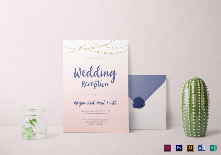 Wedding Reception Invitation Design Template in PSD, Word, Publisher ...