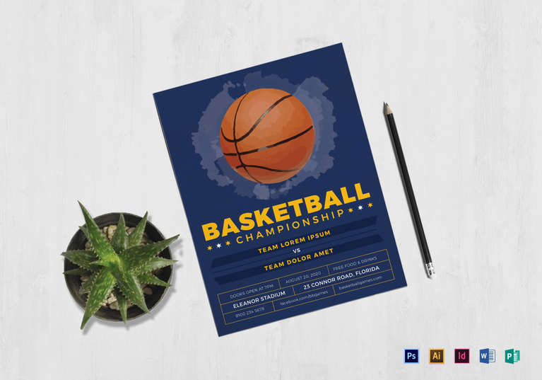 Basketball Flyer Design Template in PSD, Word, Publisher, Illustrator ...