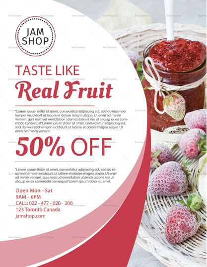 Jam Shop Flyer Design Template in Word, PSD, Publisher, Illustrator ...
