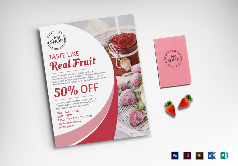Jam Shop Flyer Design Template in Word, PSD, Publisher, Illustrator ...