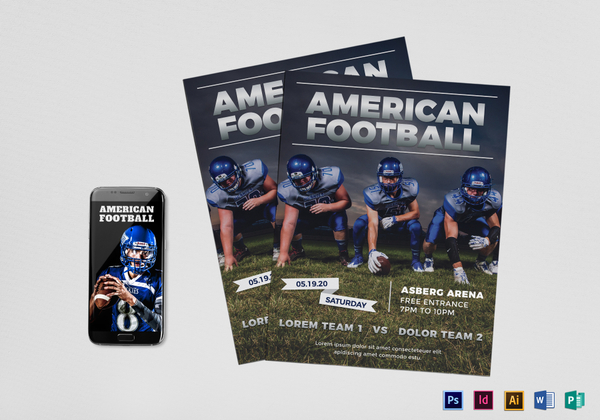 American Football Flyer Design Template in PSD, Word, Publisher ...
