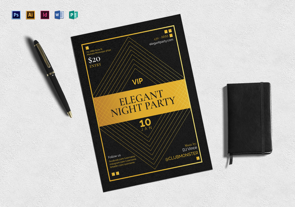 VIP Night Party Flyer Design Template in Word, PSD, Publisher ...