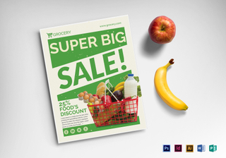 Grocery Sale Flyer Design Template in PSD, Word, Publisher, Illustrator ...