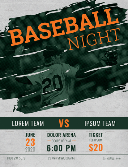 Baseball Flyer Design Template in PSD, Word, Publisher, Illustrator ...