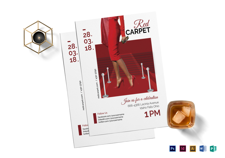 Red Carpet Celebration Flyer Design Template in PSD, Word, Publisher ...