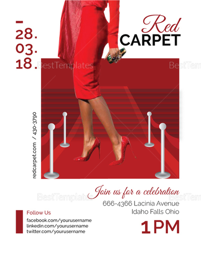 Red Carpet Celebration Flyer Design Template in PSD, Word, Publisher ...