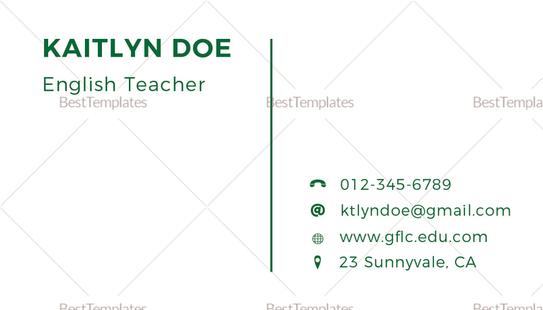 Teacher Business Card Design Template in PSD, Word, Publisher ...