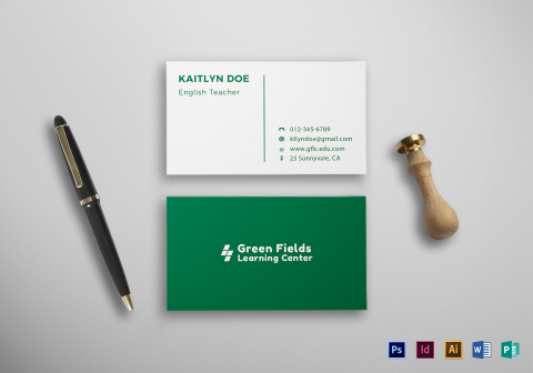 Teacher Business Card Design Template in PSD, Word, Publisher ...
