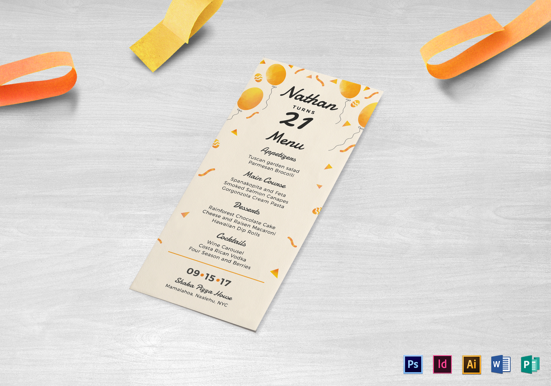 Birthday Party Menu Design Template In PSD Word Publisher 