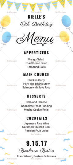 Happy Birthday Menu Design Template in PSD, Word, Publisher ...