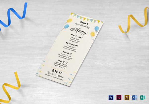 Happy Birthday Menu Design Template in PSD, Word, Publisher ...