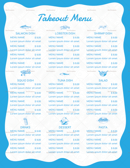 Takeout Menu Design Template in PSD, Word, Publisher, Illustrator, InDesign