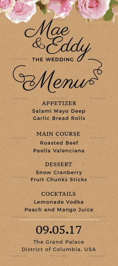 Rustic Wedding Menu Design Template in PSD, Word, Publisher ...