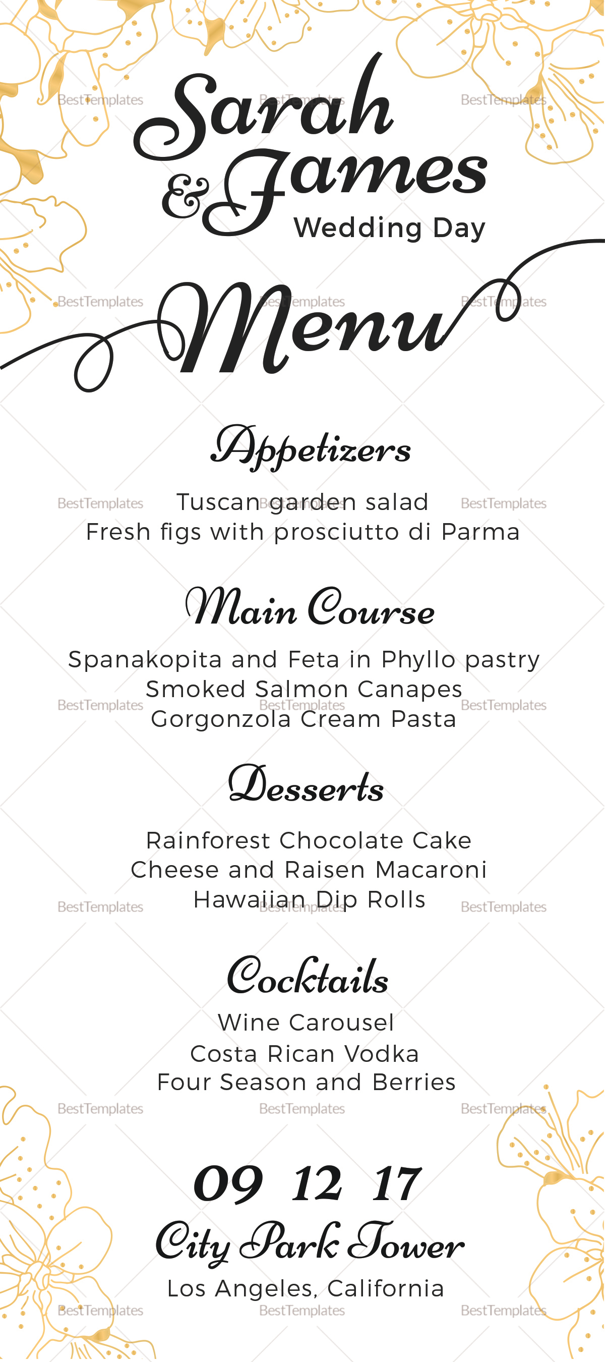 How To Create Menus Wedding For Free Best Design Ideas