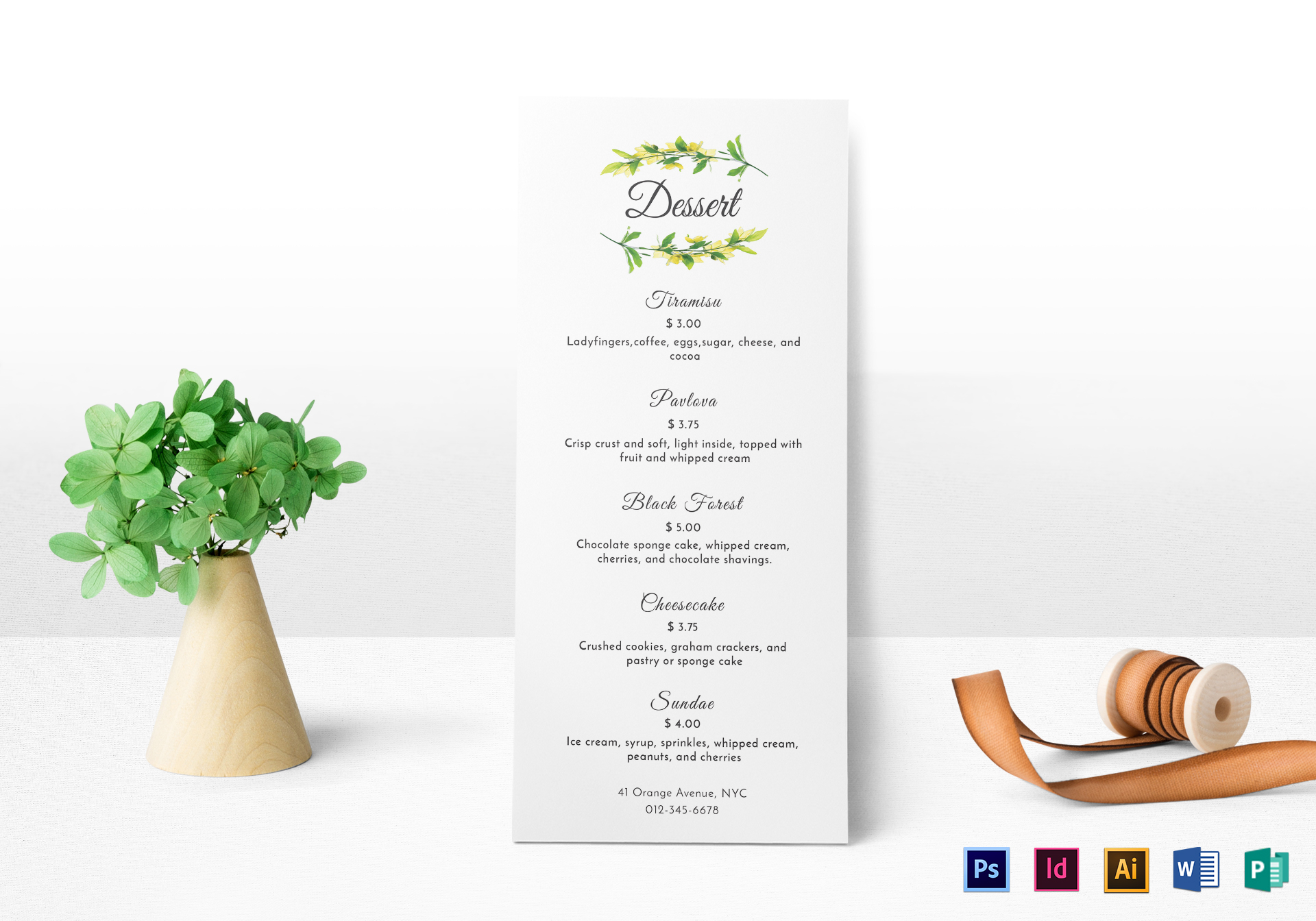 Dessert Menu Design Template In PSD Word Publisher Illustrator InDesign