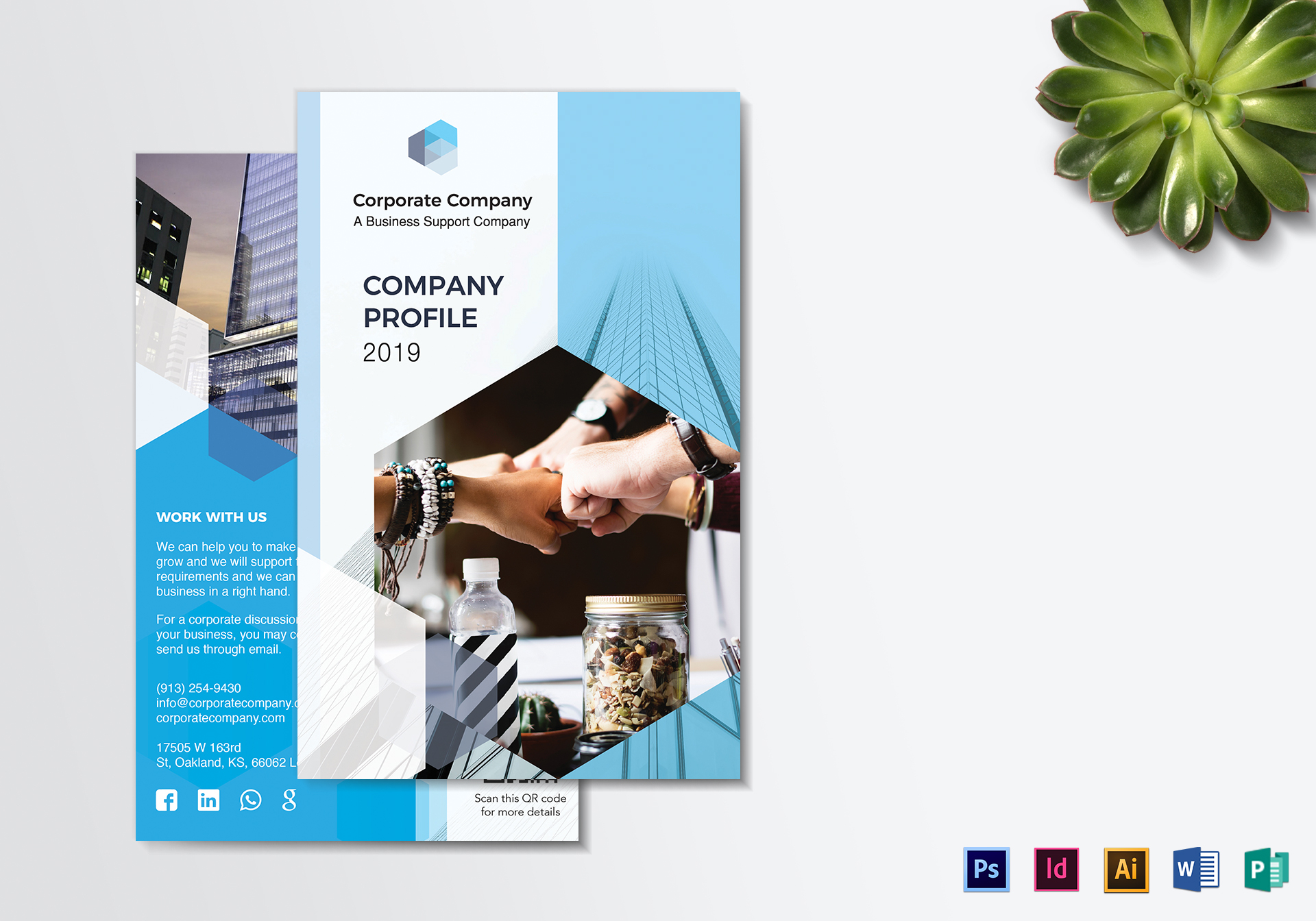 Company Profile Bi Fold Brochure Design Template In PSD Word 