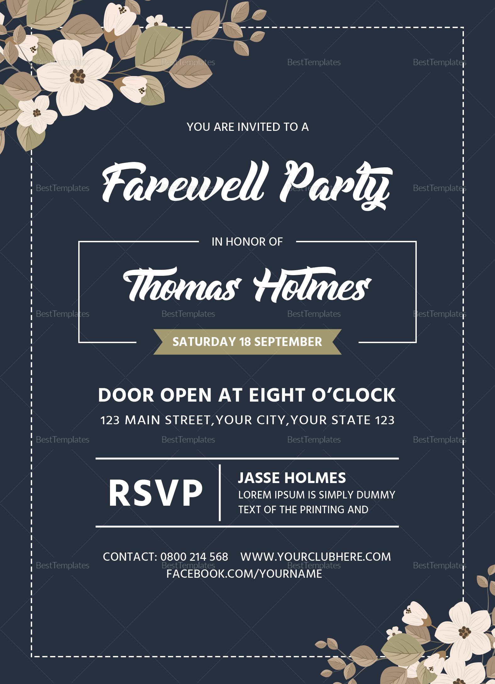Farewell Party Invitation Card Design Template In Word PSD Publisher