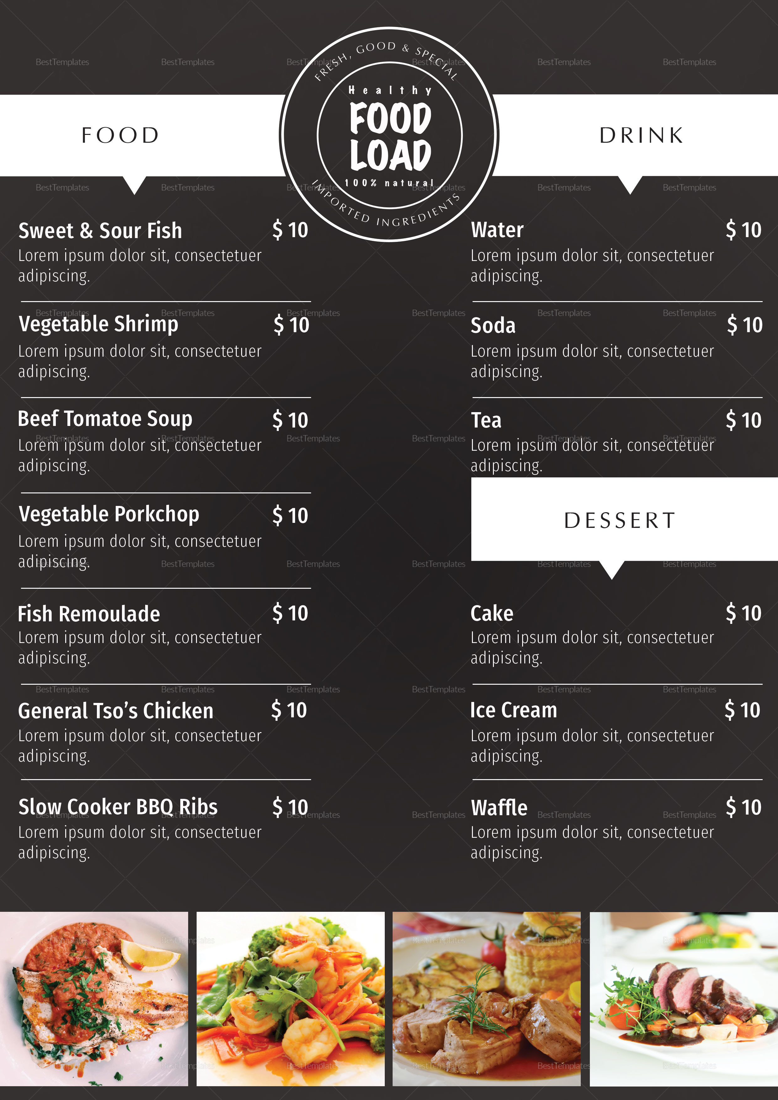 Dinner Party Menu Design Template In PSD Illustrator InDesign Word 
