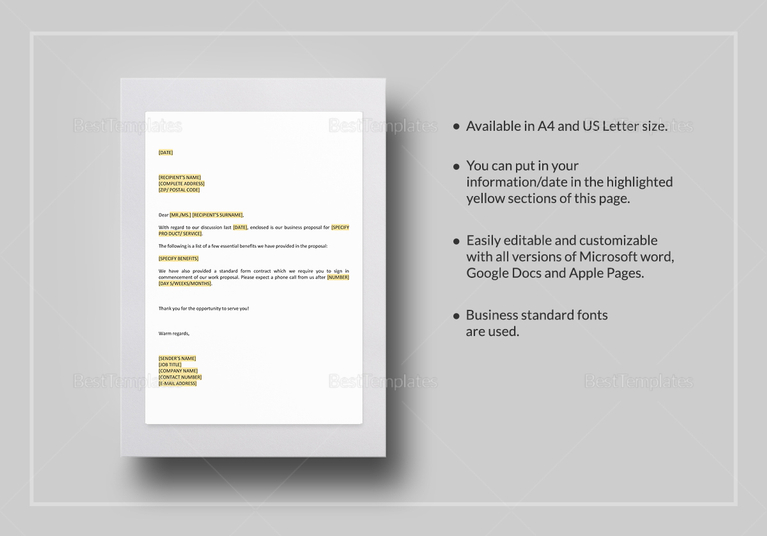 Short Letter Enclosing Proposal Template in Word, Google Docs, Apple Pages