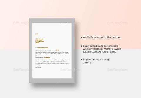 Notice of COD Terms Template in Word, Google Docs, Apple Pages