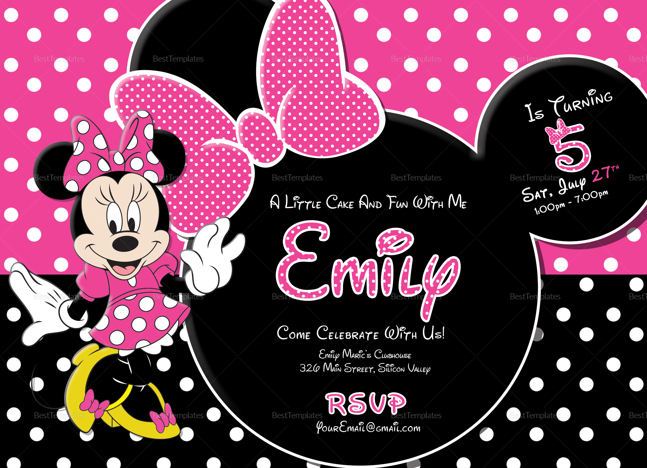 Minnie Mouse Birthday Invitation Template