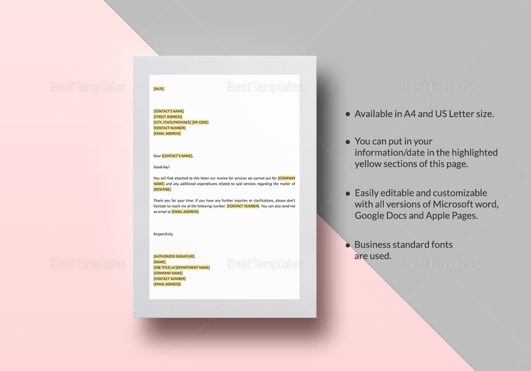 Customer Invoice Attached Letter Templates in Word, Google Docs, Apple ...