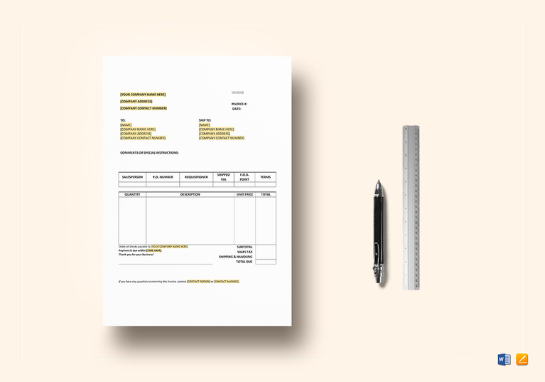 Purchase Invoice Template in Word, Google Docs, Apple Pages