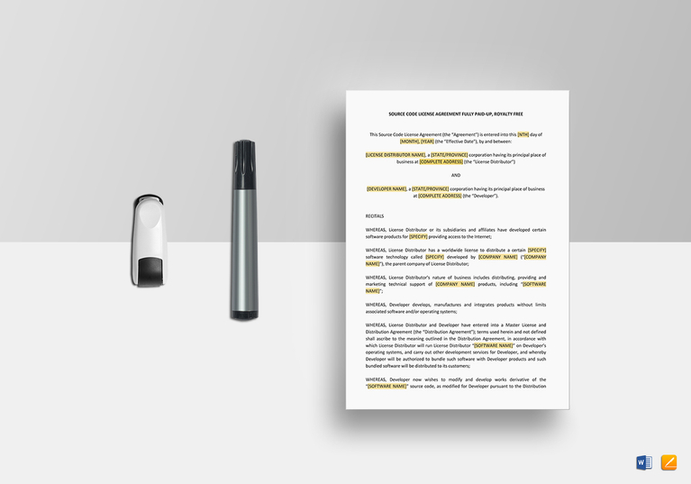 Source Code License Agreement Template in Word, Google Docs, Apple Pages