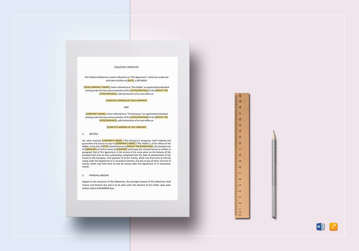 Collateral Debenture Template in Word, Google Docs, Apple Pages