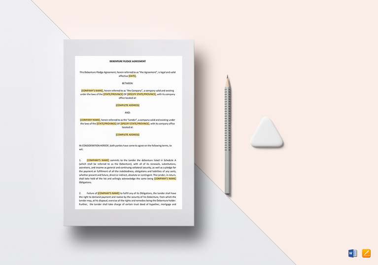 Debenture Pledge Agreement Template in Word, Google Docs, Apple Pages