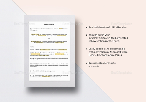 Pooling Agreement Template in Word, Google Docs, Apple Pages